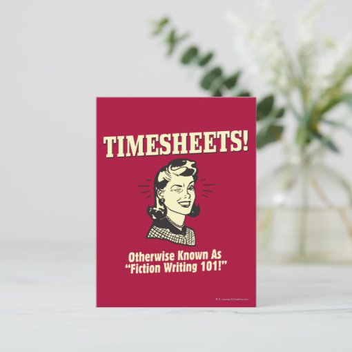 Timesheets: Fiction Writing 101 Postcard | Zazzle