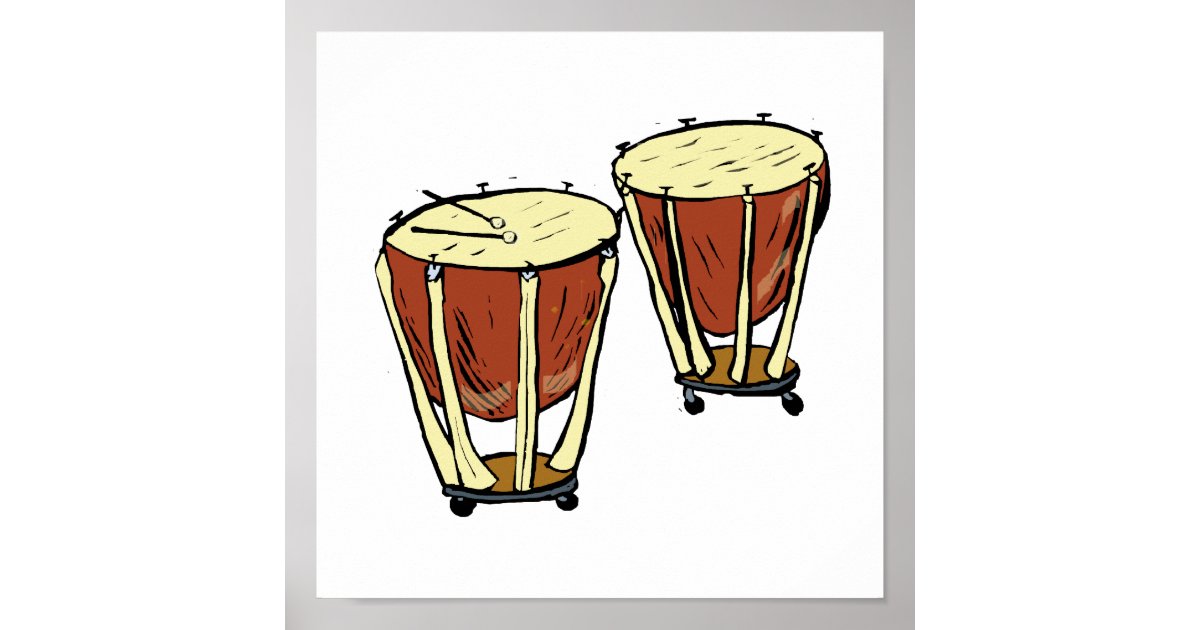 Timpani Two With Mallets Graphic Image Poster | Zazzle
