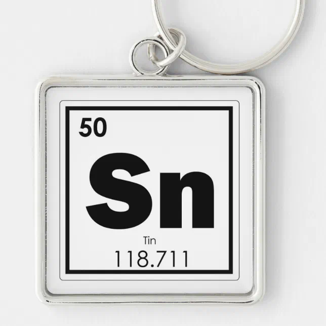 Tin chemical element symbol chemistry formula geek keychain | Zazzle