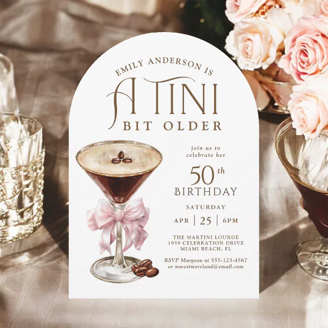 Tini Bit Older Espresso Martini 50th Birthday Invitation | Zazzle