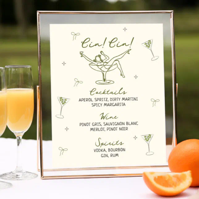 Tini Bit Older Quirky Hand Drawn Birthday Bar Menu Poster | Zazzle