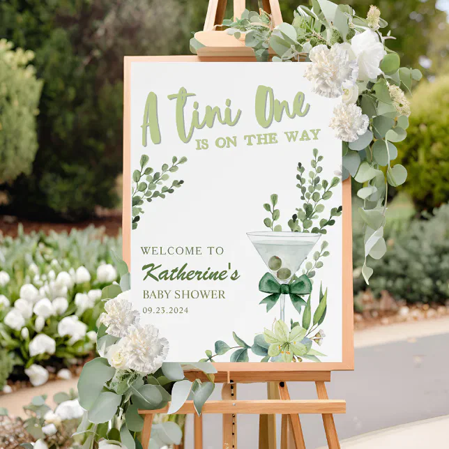 Tini one is on the way Baby shower Welcome sign | Zazzle