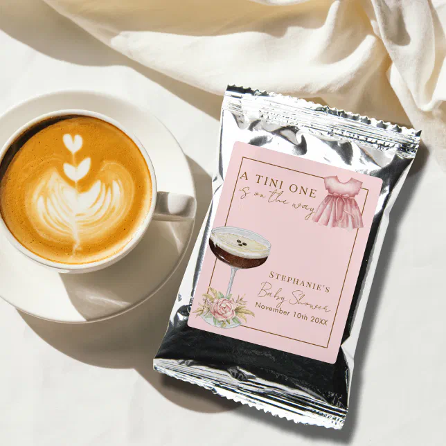 Tini One Pink Espresso Martini Girl Baby Shower Coffee Drink Mix | Zazzle