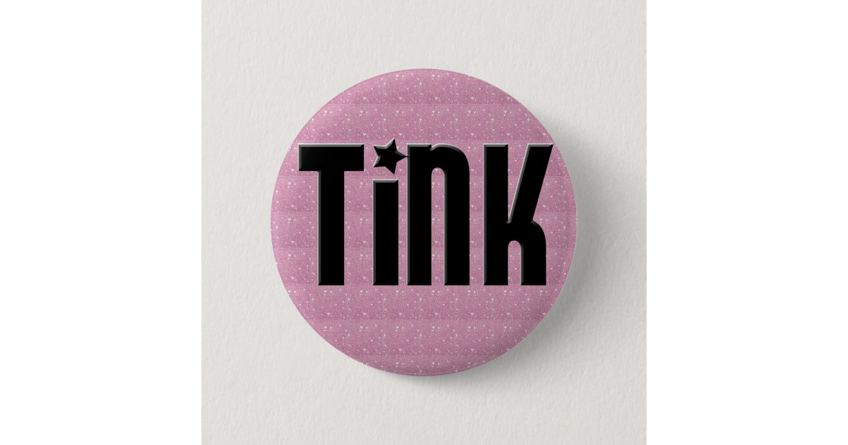Tink Button - Pink Hearts | Zazzle
