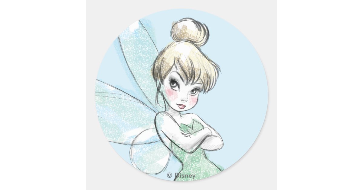 Tinker Bell | Arms Crossed Pastel Classic Round Sticker | Zazzle