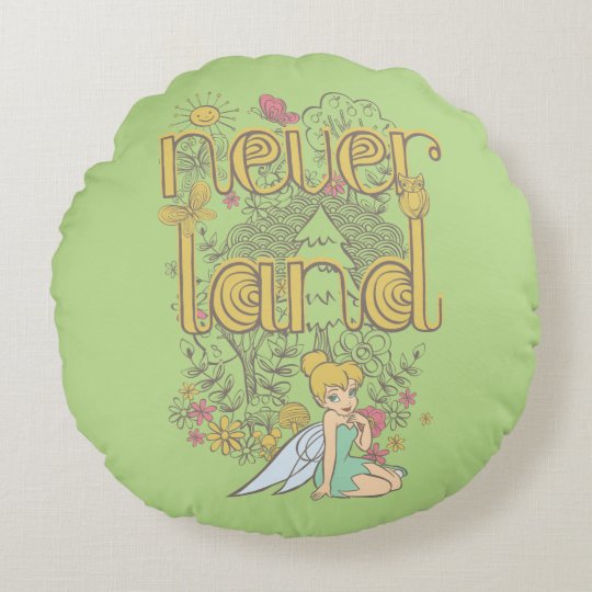 Tinker Bell in Neverland Forest Round Pillow | Zazzle.com
