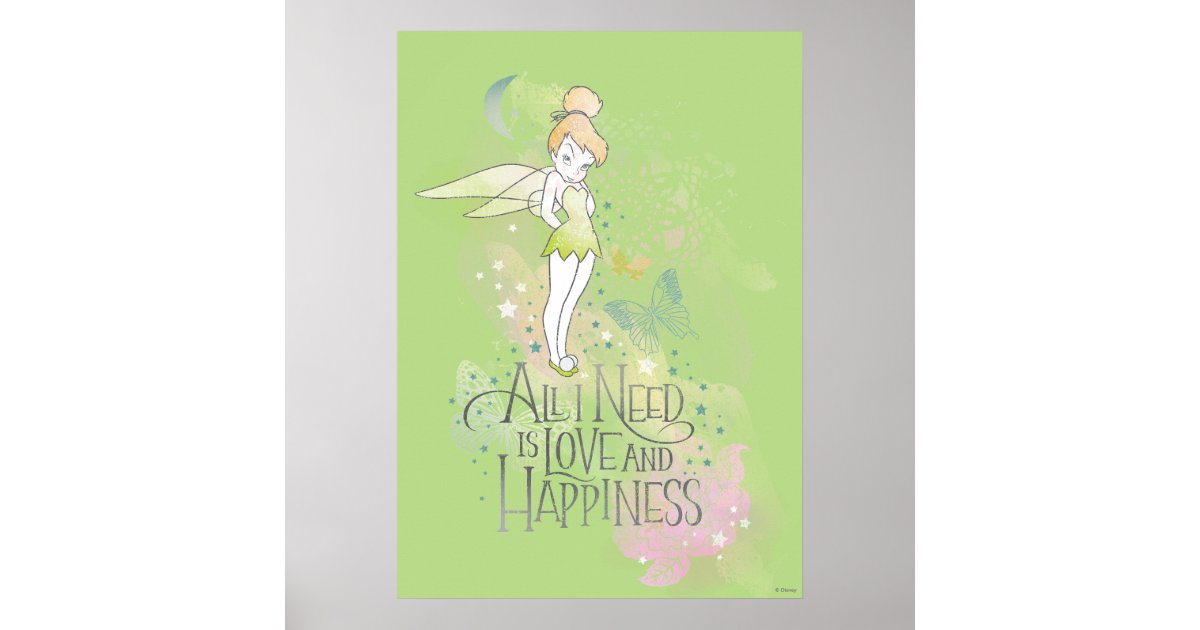 Tinker Bell Love And Happiness Poster | Zazzle