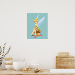 Tinker Bell Sitting on Mushroom Poster | Zazzle