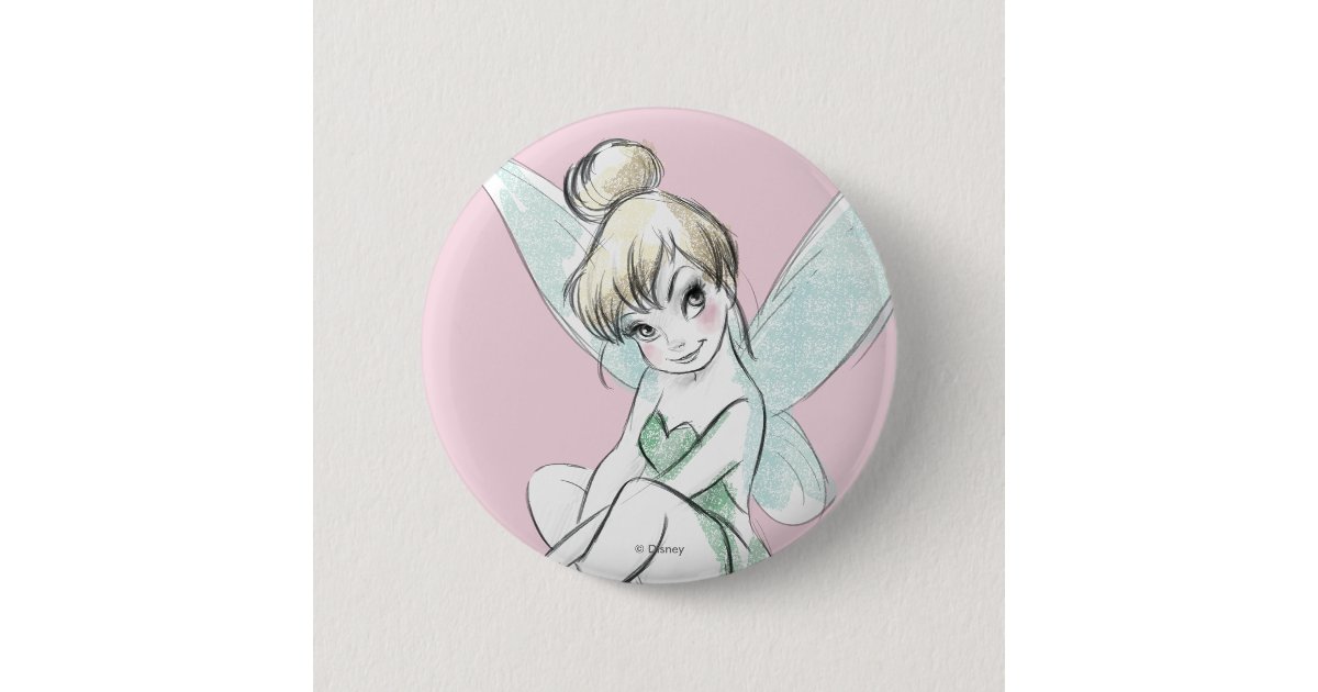 Tinker Bell | Sitting Pastel Pinback Button | Zazzle