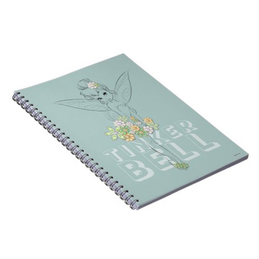 Tinker Bell Sketch With Jewel Flowers Notebook | Zazzle