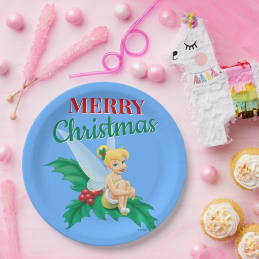 Tinkerbell | Christmas Holly Paper Plates | Zazzle