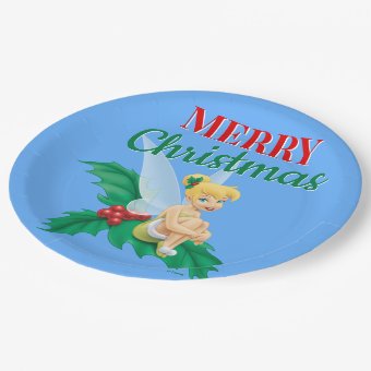 Tinkerbell | Christmas Holly Paper Plates | Zazzle