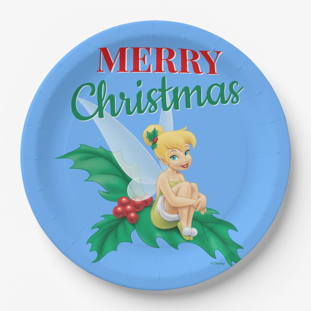 Tinkerbell | Christmas Holly Paper Plates | Zazzle