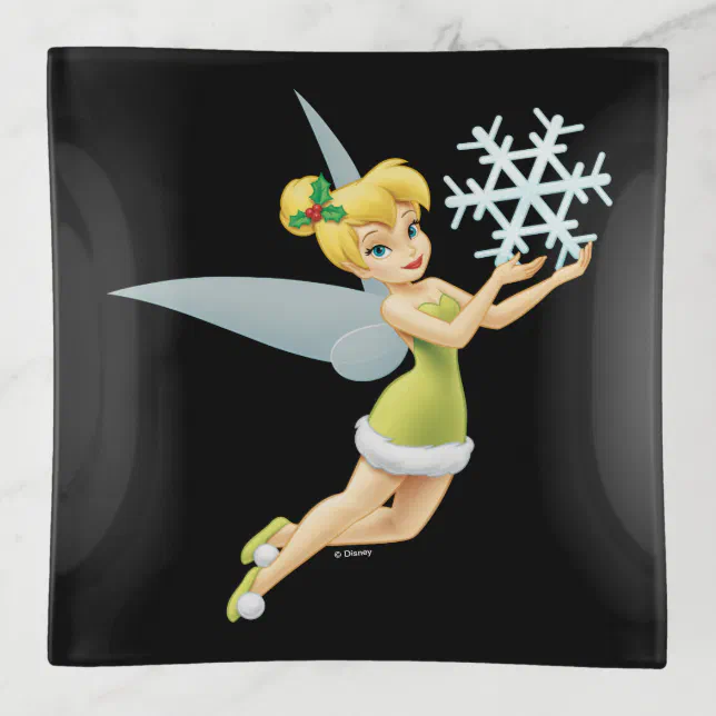 Tinkerbell | Christmas Snowflake Trinket Tray | Zazzle