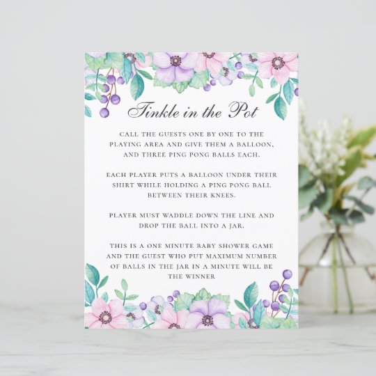 Tinkle in the pot. Purple floral baby shower game | Zazzle.com