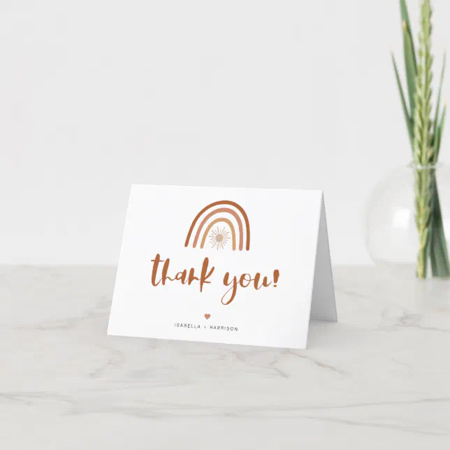 TINLEY Boho Terracotta Rainbow Thank You Card | Zazzle