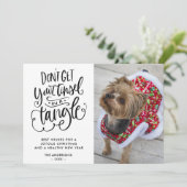 Tinsel in a Tangle Funny Dog Pet Photo Christmas Holiday Card | Zazzle