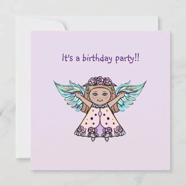 Tiny angel birthday party design by Renee Lavoie Invitation | Zazzle
