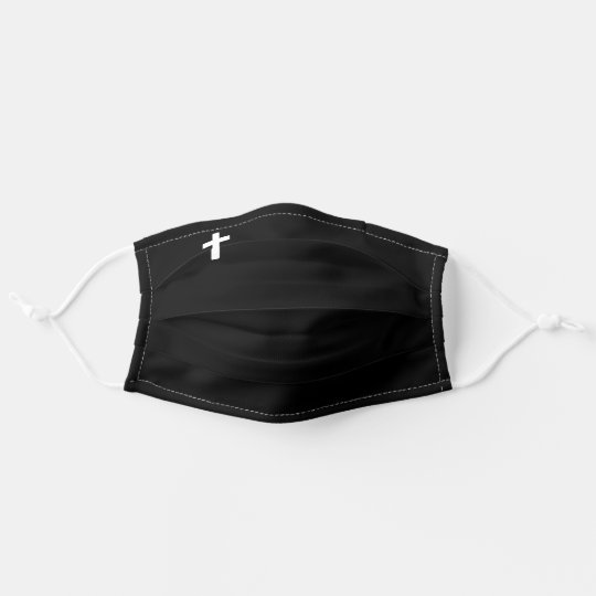 Tiny Cross Symbol Plain Black Minimalist Cute Adult Cloth Face Mask ...