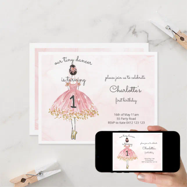 Tiny Dancer Pink Ballet Dancer Invitation | Zazzle