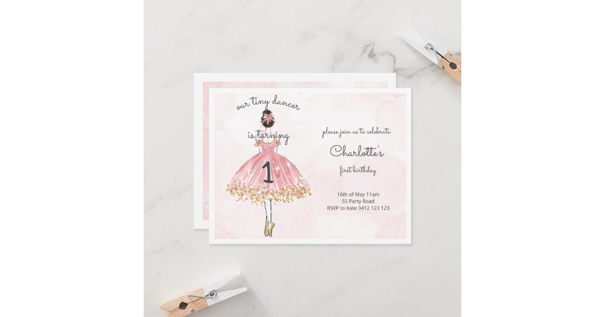 Tiny Dancer Pink Ballet Dancer Invitation | Zazzle