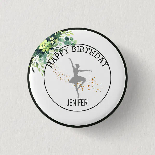 Tiny Dancer | Pink Floral Ballet Birthday Party Button | Zazzle