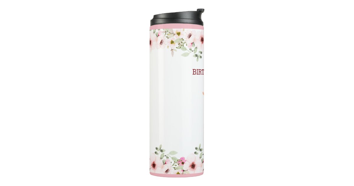 Tiny Dancer|Pink Floral Ballet Birthday Party Thermal Tumbler | Zazzle