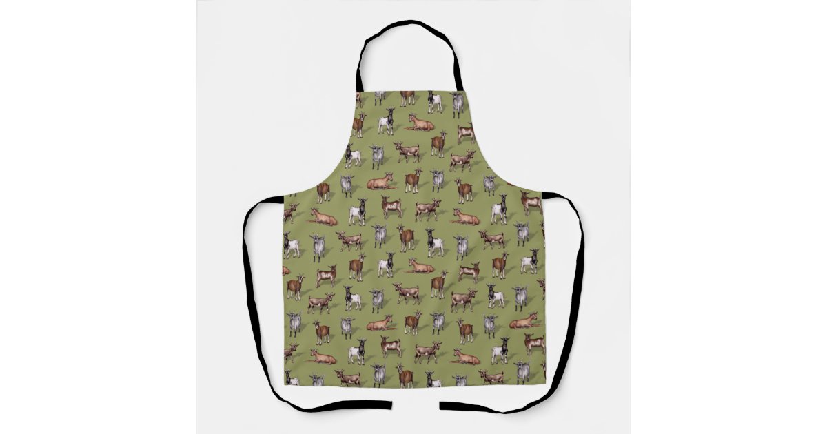 Tiny Goats on Green - Goat Herd Pattern Apron | Zazzle
