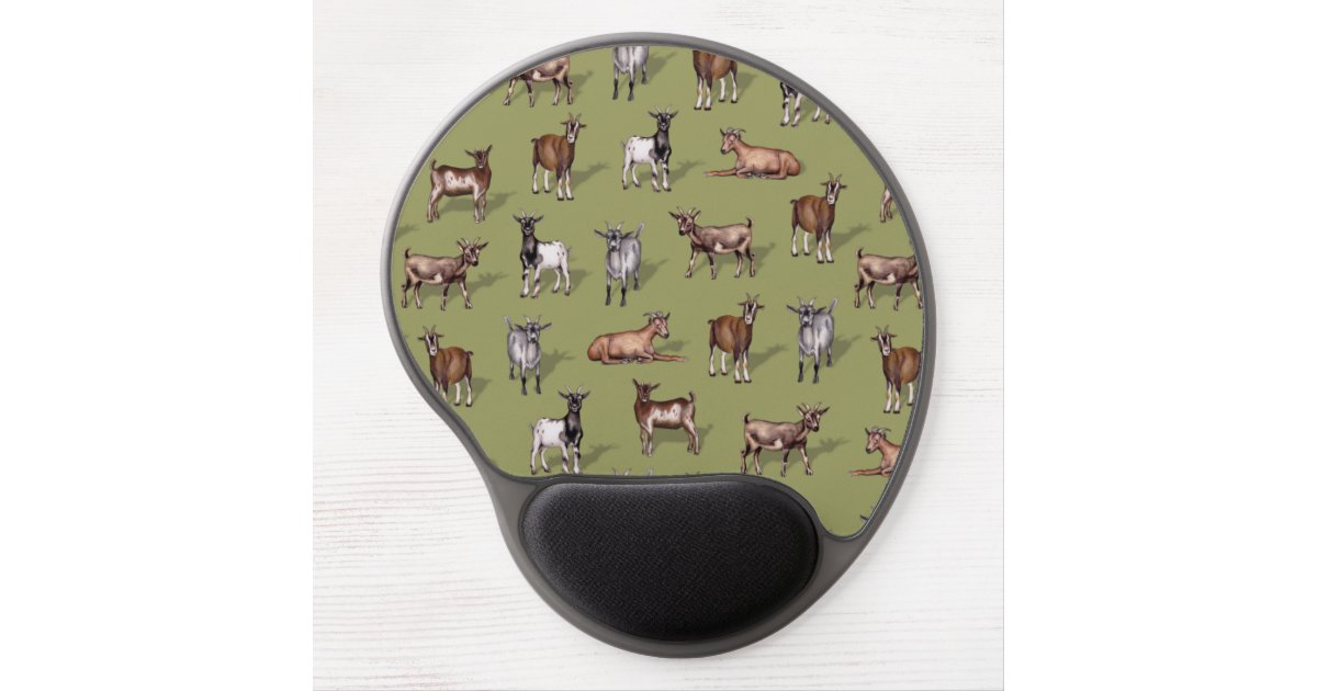 Tiny Goats on Green - Goat Herd Pattern Gel Mouse Pad | Zazzle