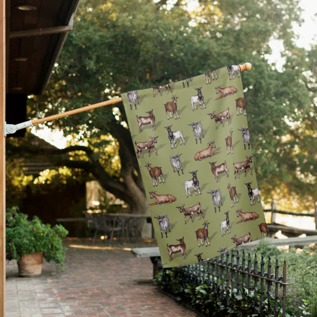 Tiny Goats on Green - Goat Herd Pattern House Flag | Zazzle