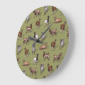 Tiny Goats on Green - Goat Herd Pattern Large Clock | Zazzle