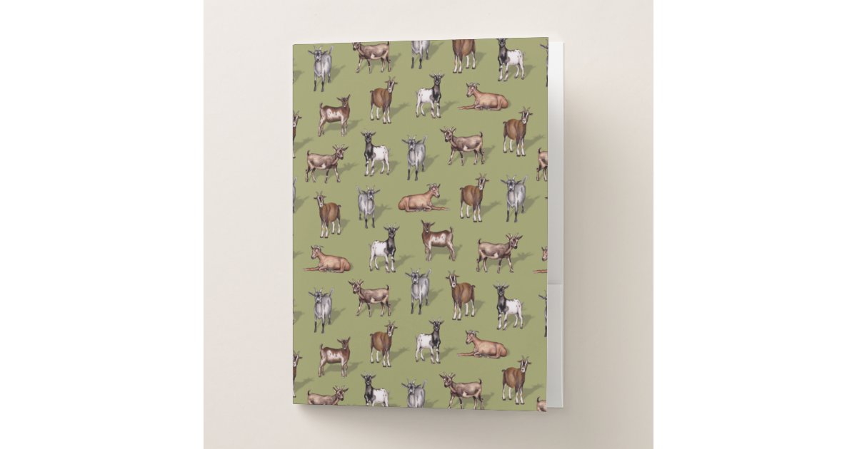 Tiny Goats on Green - Goat Herd Pattern Pocket Folder | Zazzle