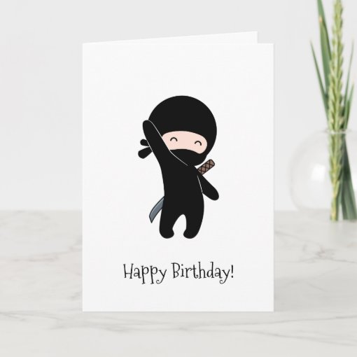 Tiny Happy Ninja Birthday Card | Zazzle