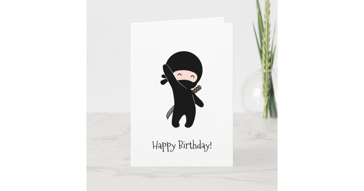 Tiny Happy Ninja Birthday Card | Zazzle
