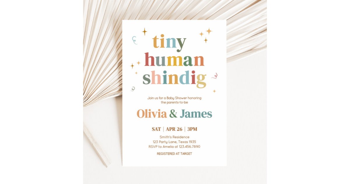 Tiny Human Shindig Baby Shower Invitation | Zazzle