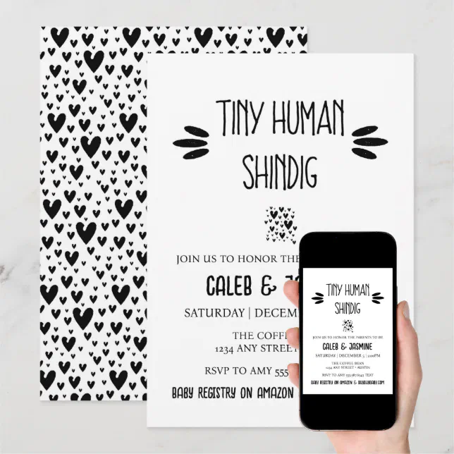 Tiny Human Shindig Baby Shower Invitation | Zazzle