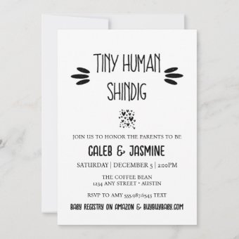 Tiny Human Shindig Baby Shower Invitation | Zazzle