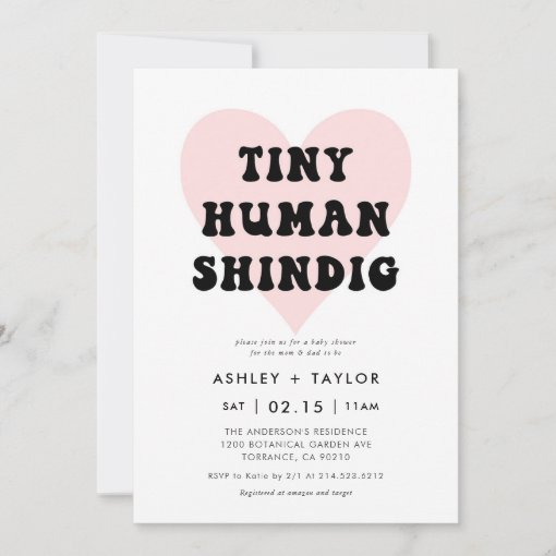 Tiny Human Shindig Modern Baby Shower Invitation | Zazzle