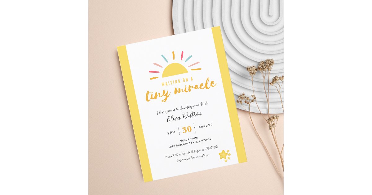 Tiny miracle invitation, Baby Shower postcard | Zazzle