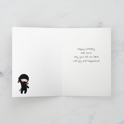 Tiny Ninja Behind Birthday Cake Card | Zazzle