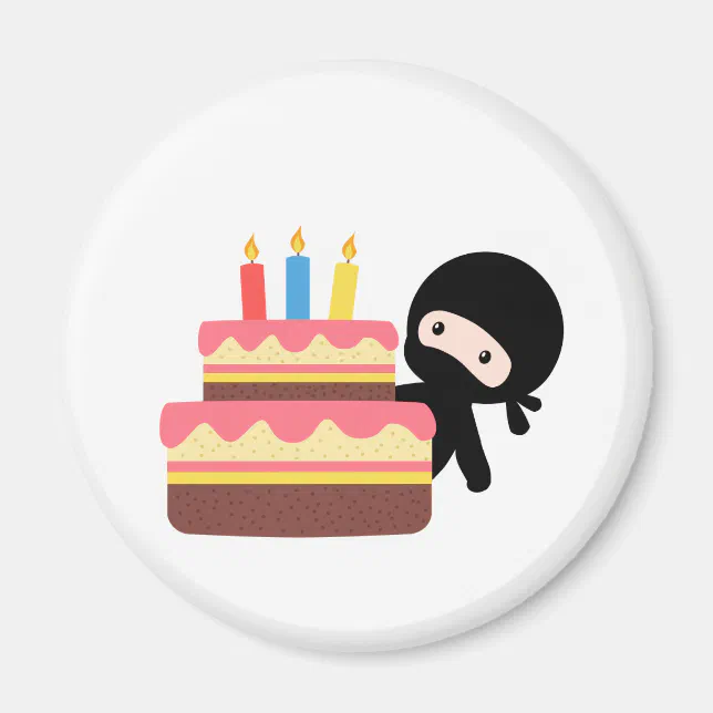 Tiny Ninja Behind Birthday Cake Magnet | Zazzle