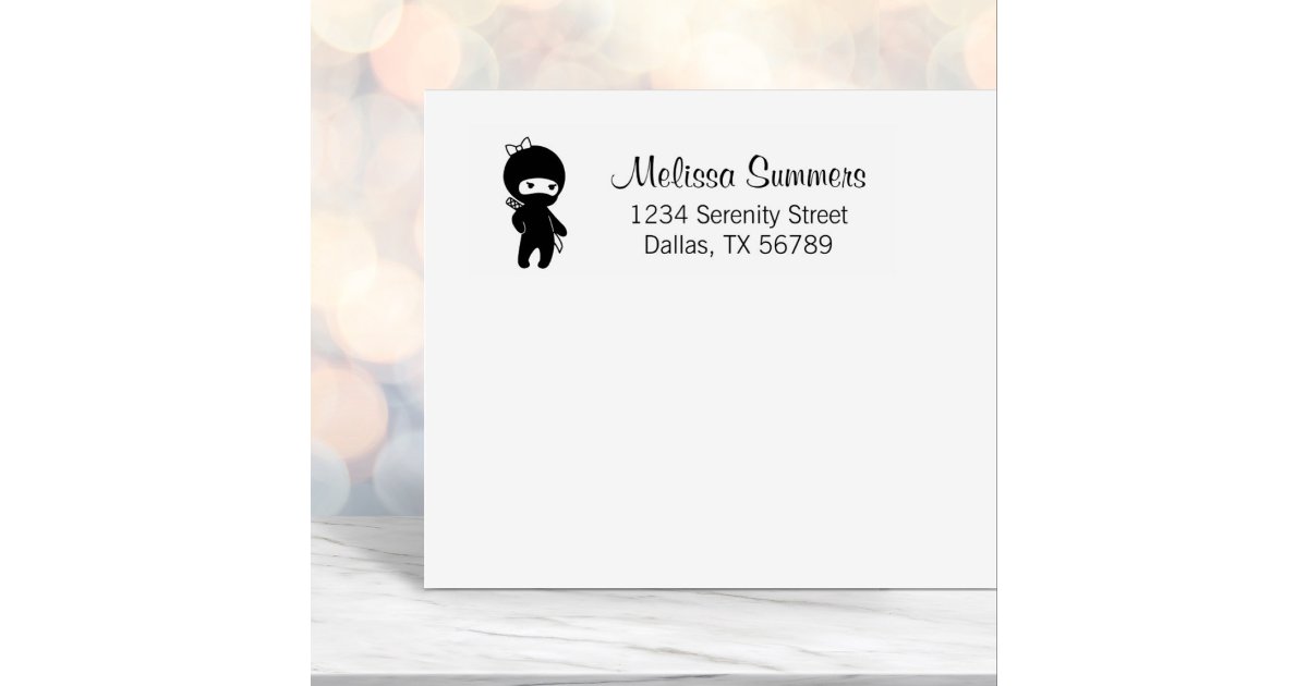 Tiny Ninja Girl Address Self-inking Stamp | Zazzle