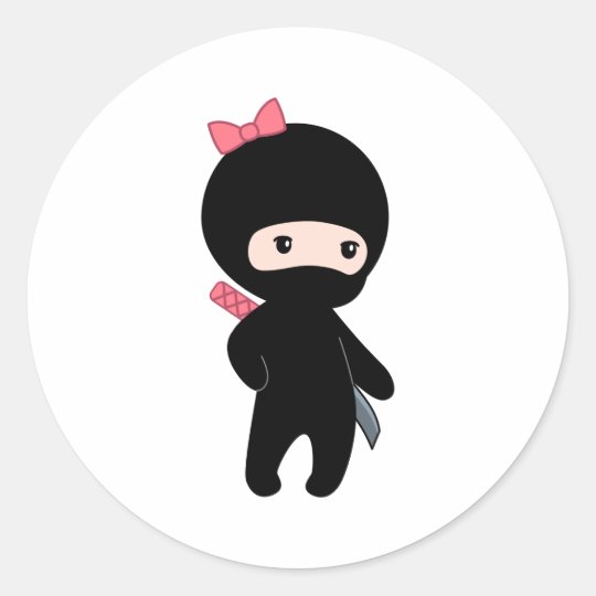 Tiny Ninja Girl Classic Round Sticker | Zazzle.com