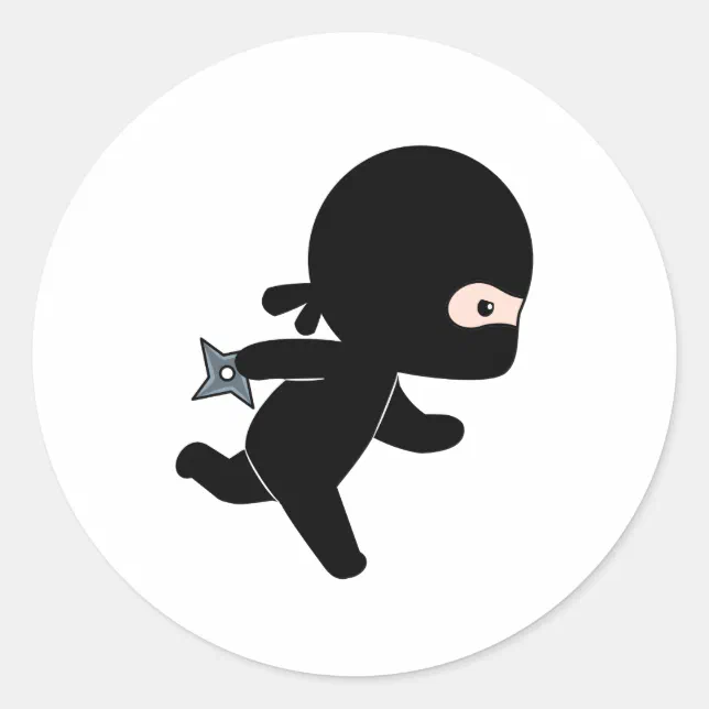 Tiny Ninja Running Classic Round Sticker | Zazzle