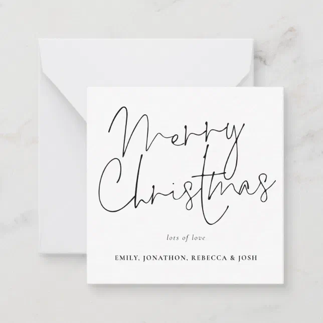 TINY SIZE | Handwritten Style Merry Christmas Note Card | Zazzle