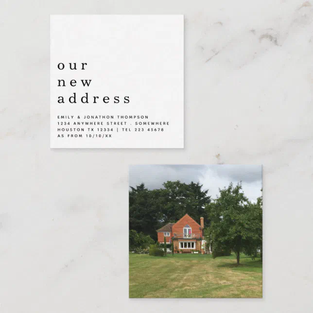 TINY SIZE | Simple Photo Moving New Address Note Card | Zazzle
