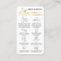 Tiny Tattoo Aftercare Guide Elegant Gold PMU Business Card | Zazzle
