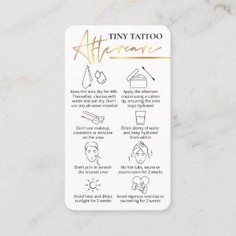 Tiny Tattoo Aftercare Guide Elegant Gold PMU Business Card | Zazzle