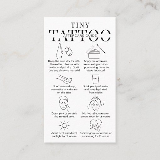 Tiny Tattoo Aftercare Instructions Minimalist Logo Business Card | Zazzle