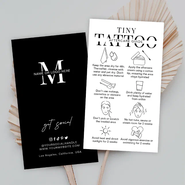 Tiny Tattoo Aftercare Instructions Minimalist Logo Business Card | Zazzle
